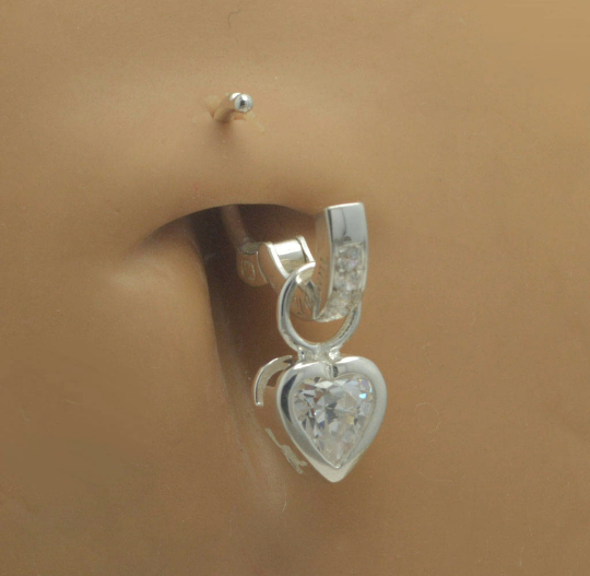 Changeable CZ Heart Belly Ring Swinger Charm TummyToys